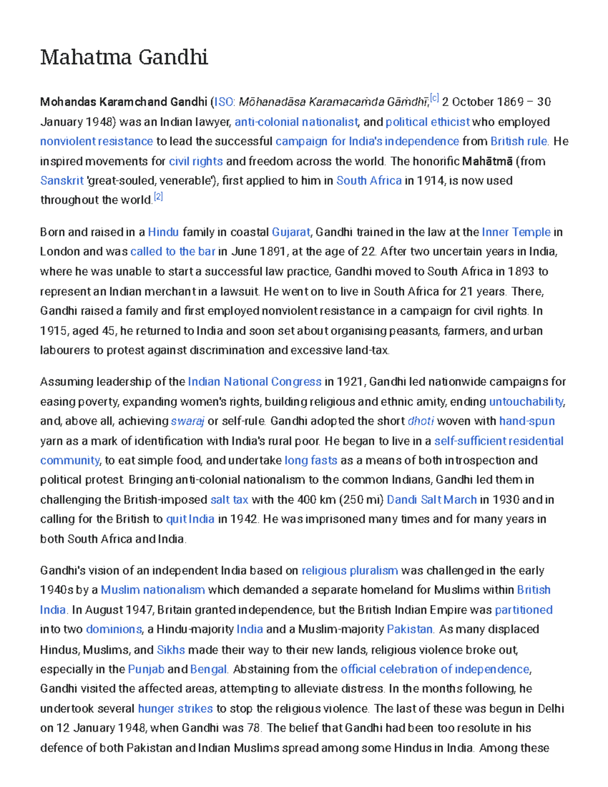 Ma - And Gandhi camp lesson science - Mahatma Gandhi Mohandas ...