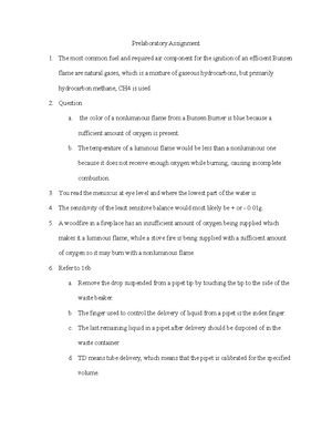 CHEM 1 Prelab Assignment - Experiment 1 Prelaboratory Assignment Basic Laboratory Operations ...