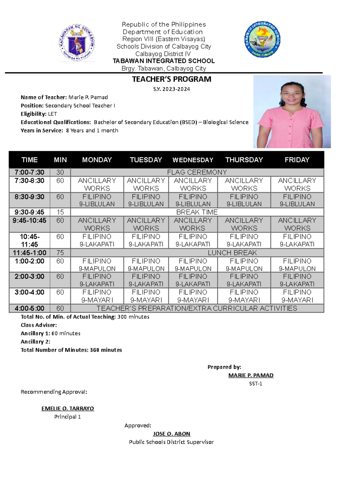 Teachers Program marie - Republic of the Philippines Department of ...