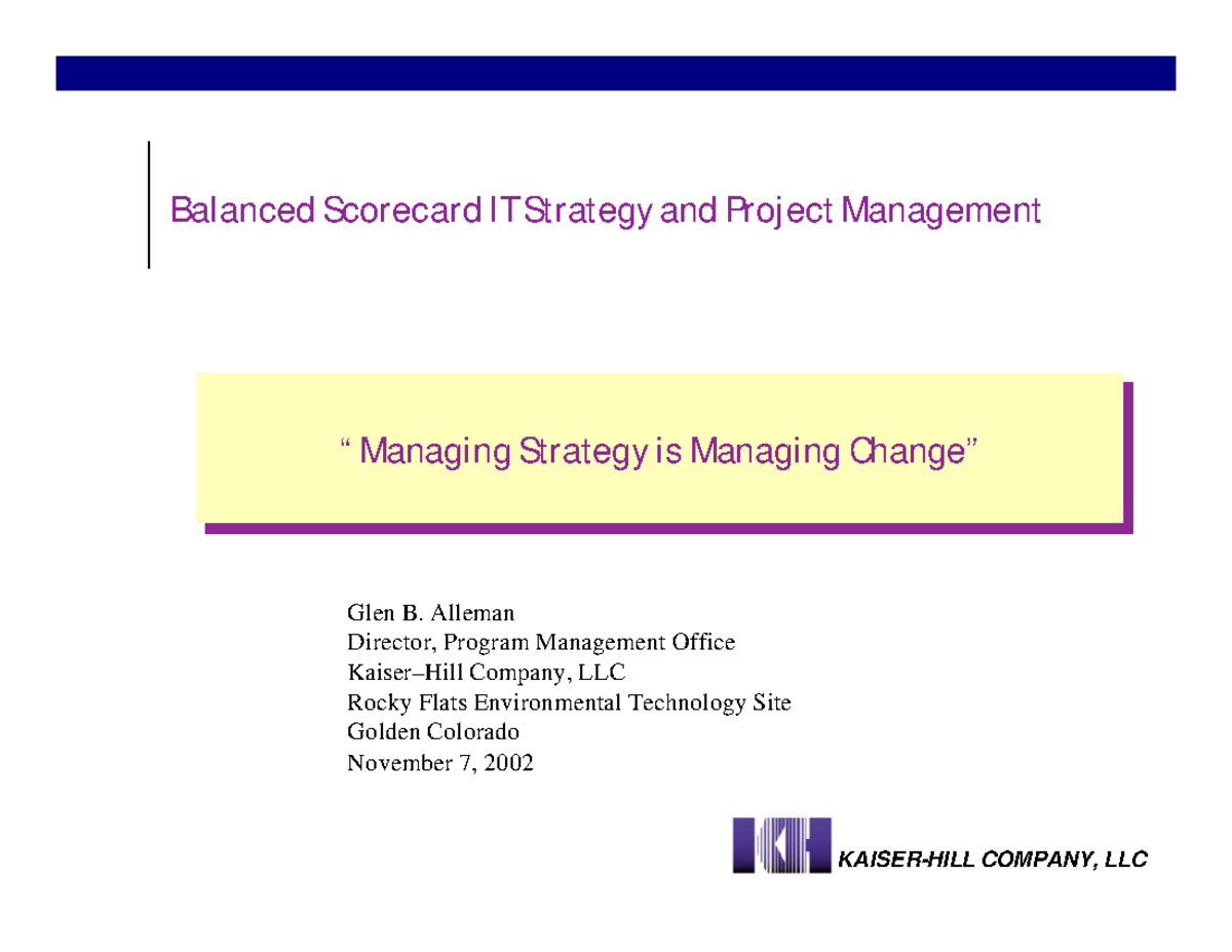 It-balanced-scorecard - Balanced Scorecard IT Strategy and Project ...