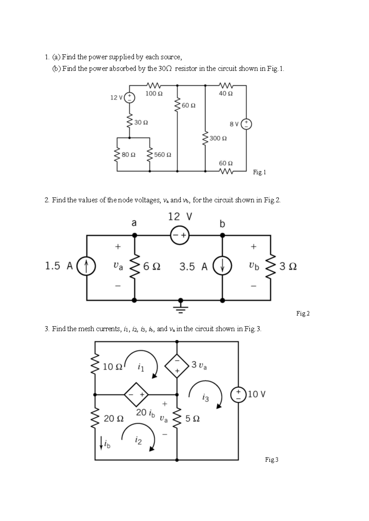 circuit analysis final exam tutorial - 전자기와회로이론 - (a) Find the power ...