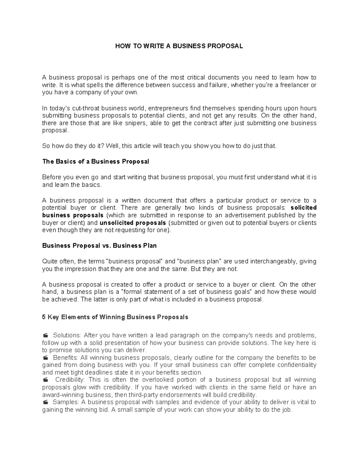 7.2. Writing a Business Proposal - HOW TO WRITE A BUSINESS PROPOSAL A ...