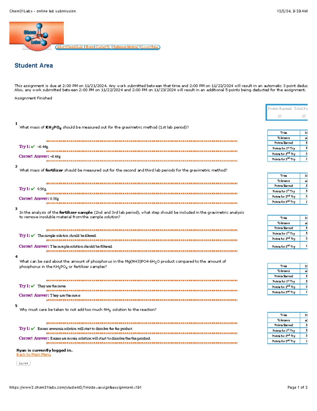 Chem21Labs - online lab submission - 12/5/24, 9: 29 AM - Studocu