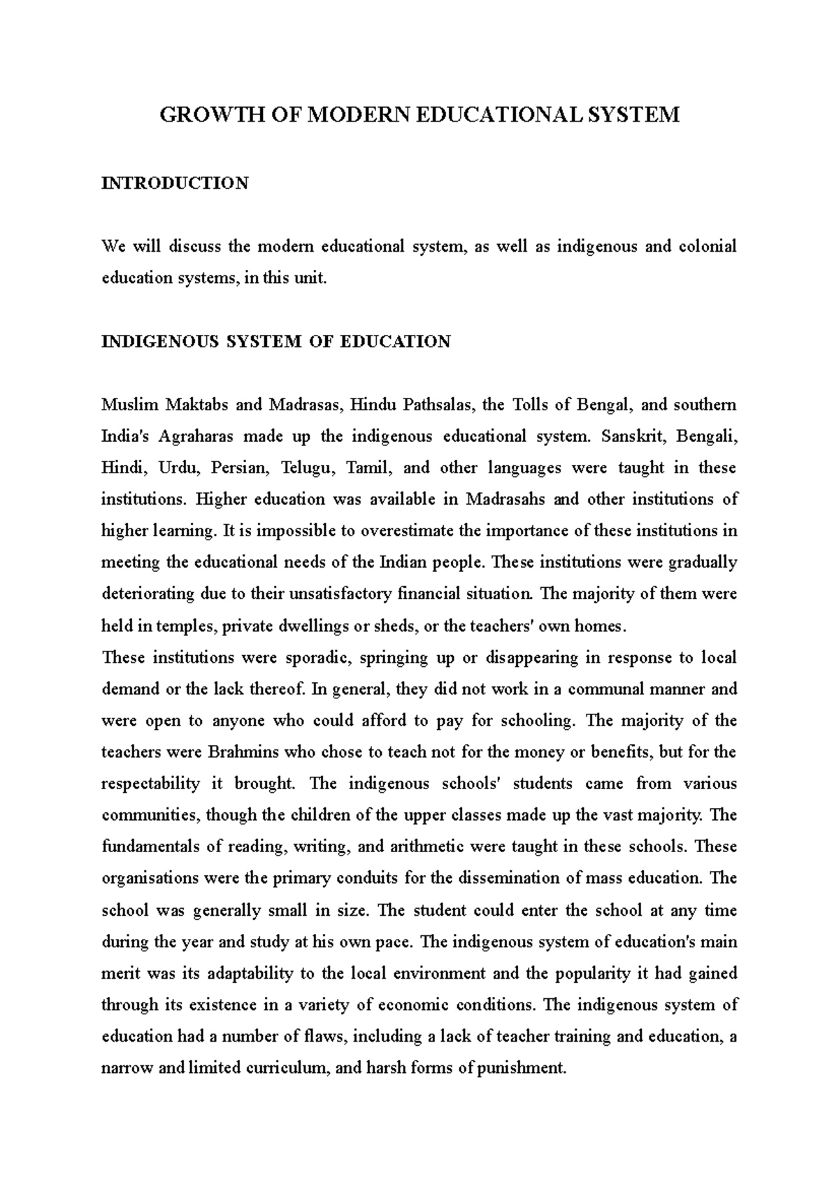 Growth OF Modern Educational System - GROWTH OF MODERN EDUCATIONAL ...