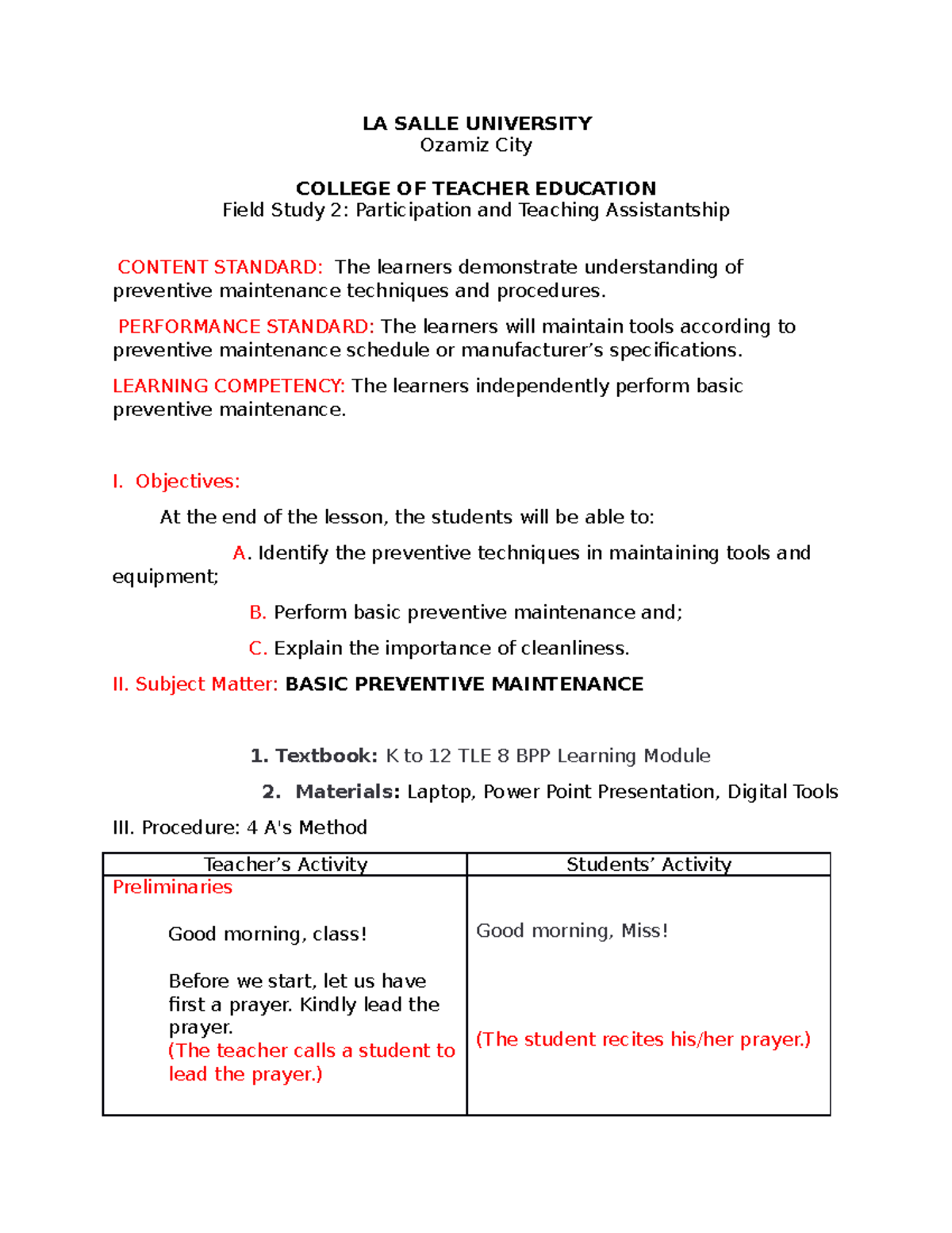 Supang Detailedlessonplantleexplo 8B - LA SALLE UNIVERSITY Ozamiz City ...