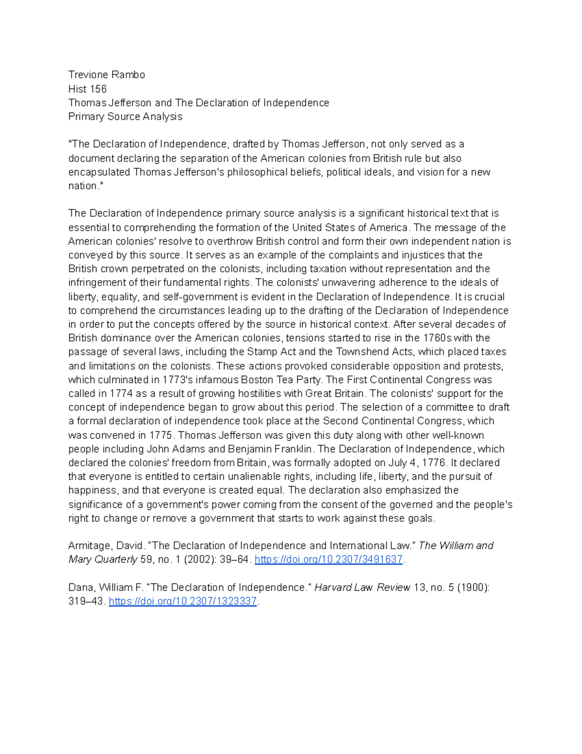 Primary Analysis - good work - Trevione Rambo Hist 156 Thomas Jefferson ...