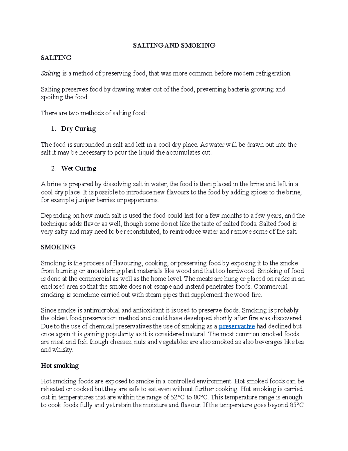 Salting and Smoking - Notes on food science and specific focus on ...
