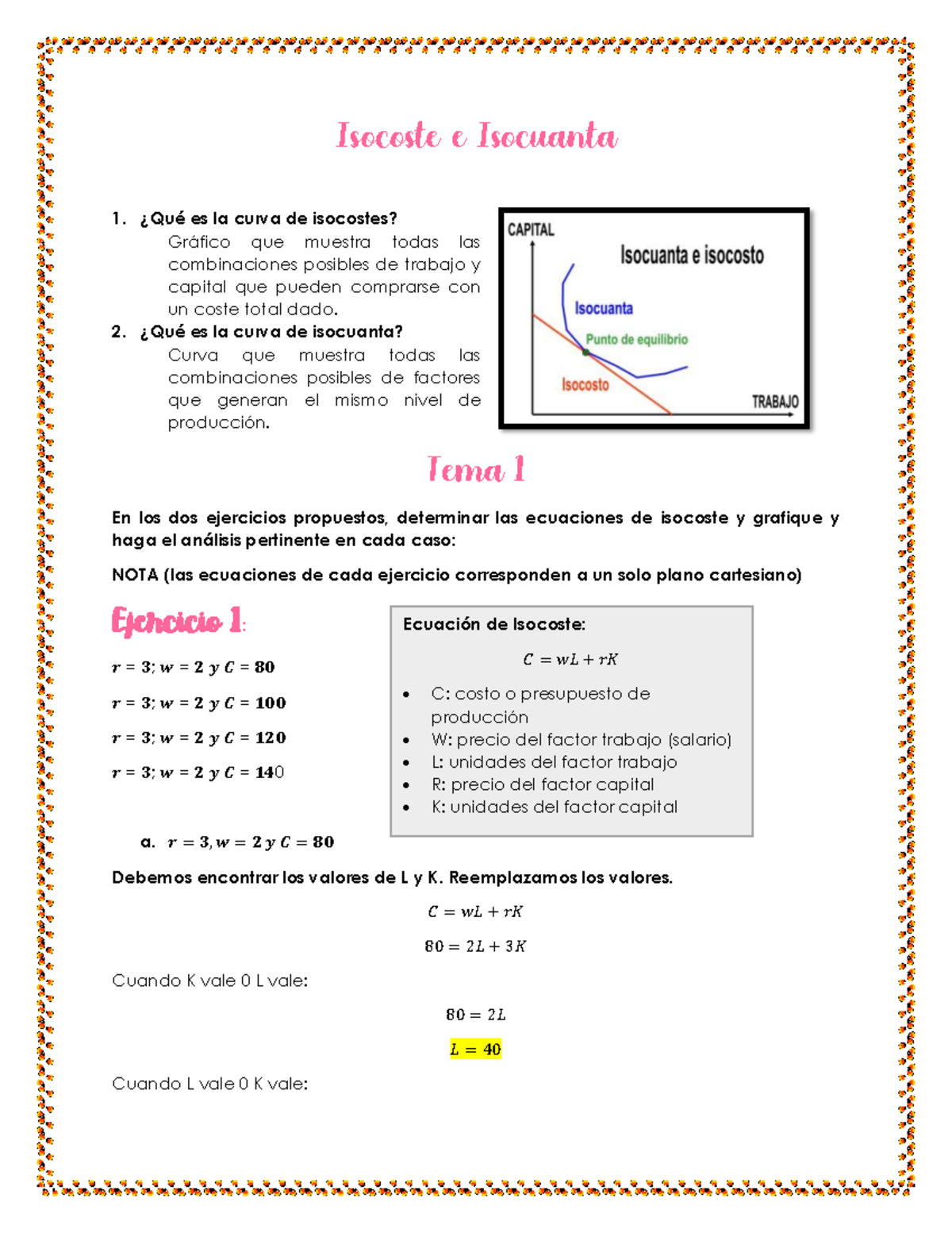 Ejercicio de Microeconomía de Isocoste e Isocuanta resueltos ...