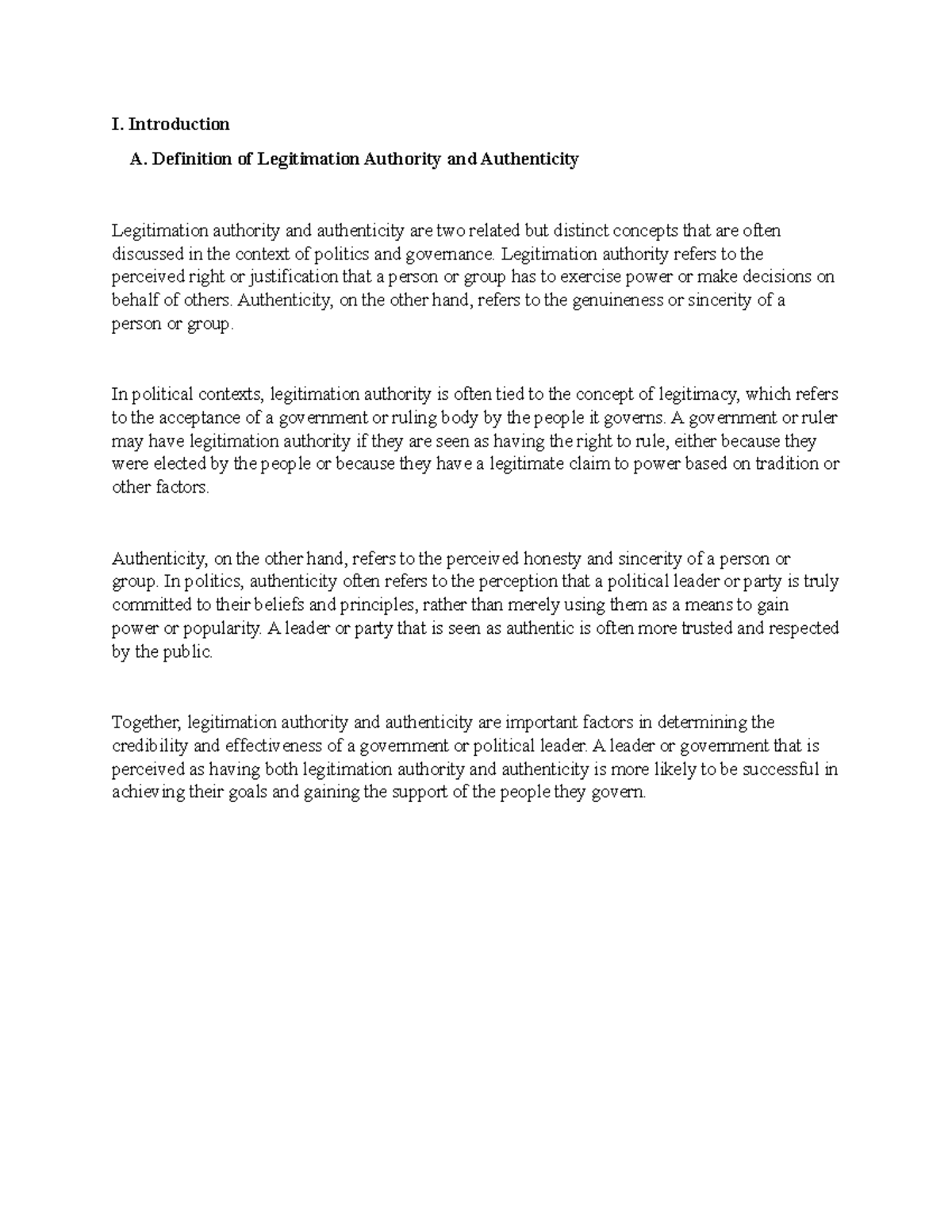 Notes on Legitimation Authority Authenticity - I. Introduction A ...