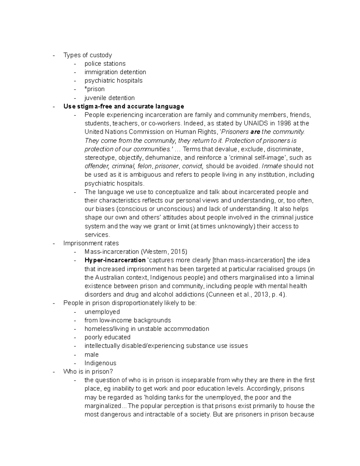 week 11 on Prison - Types of custody police stations immigration ...