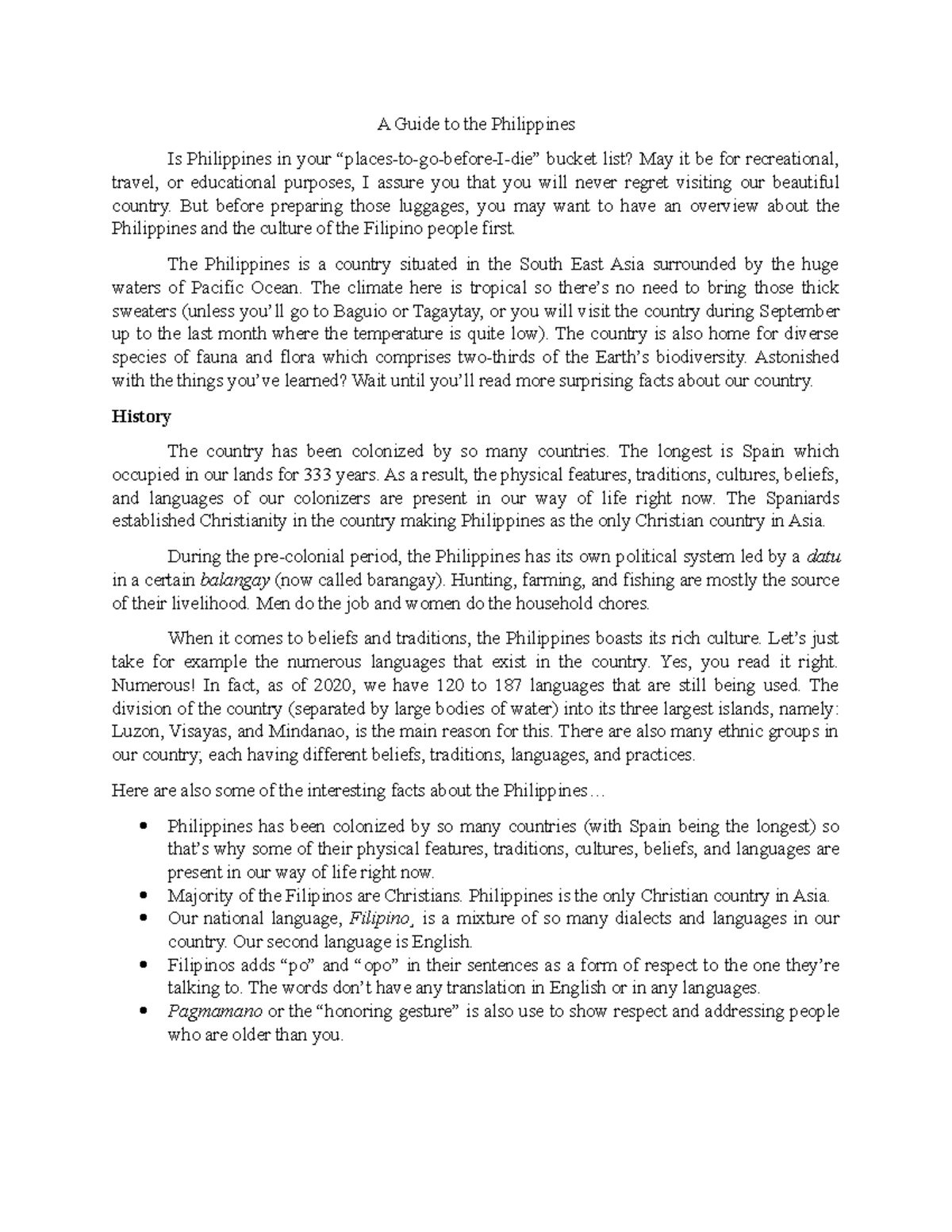 A Guide to the Philippines - But before preparing those luggages, you ...