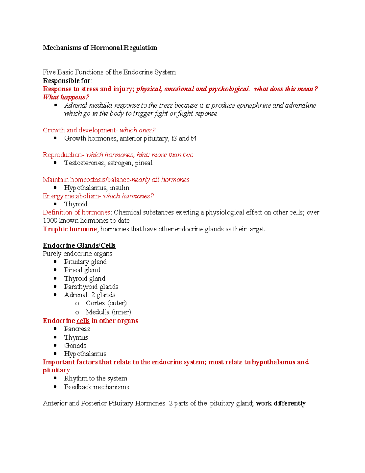 Patho endocrine - Mechanisms of Hormonal Regulation Five Basic ...