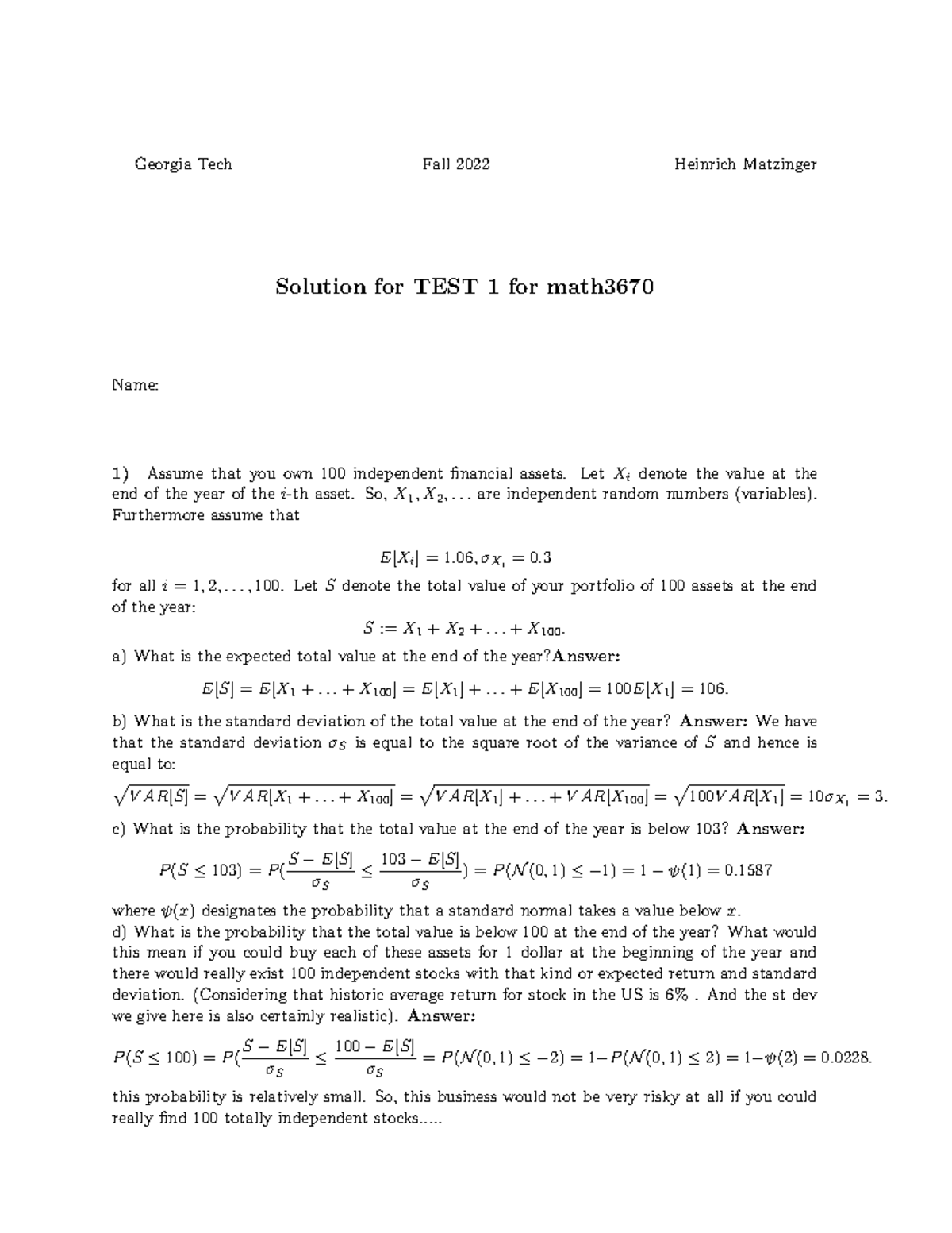 Soltestone - Practice Test - Georgia Tech Fall 2022 Heinrich Matzinger ...