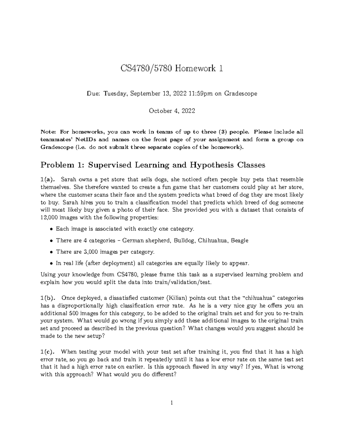 CS4780 FA22 HW1 solutions - CS4780/5780 Homework 1 Due: Tuesday ...