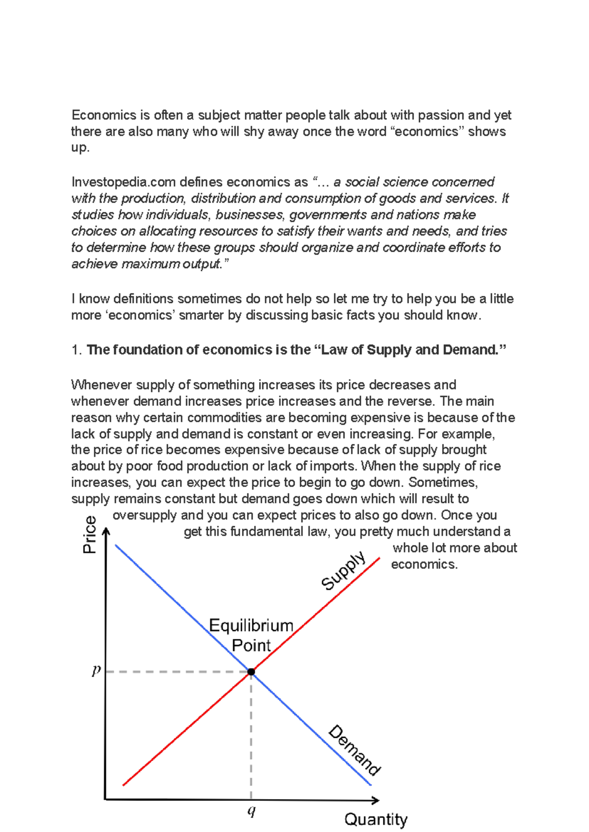 Basic Economic Facts YOU Should KNOW - Economics is often a subject ...