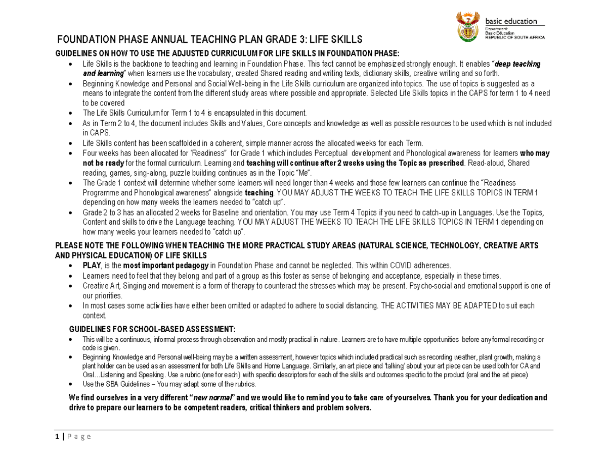 2021 LIFE Skills ATP Grade 3 - GUIDELINES ON HOW TO USE THE ADJUSTED ...