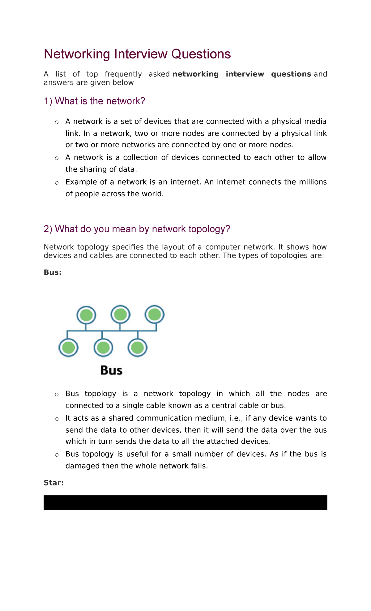 Networking Interview Questions In A Network Two Or More Nodes Are Connected By A Physical