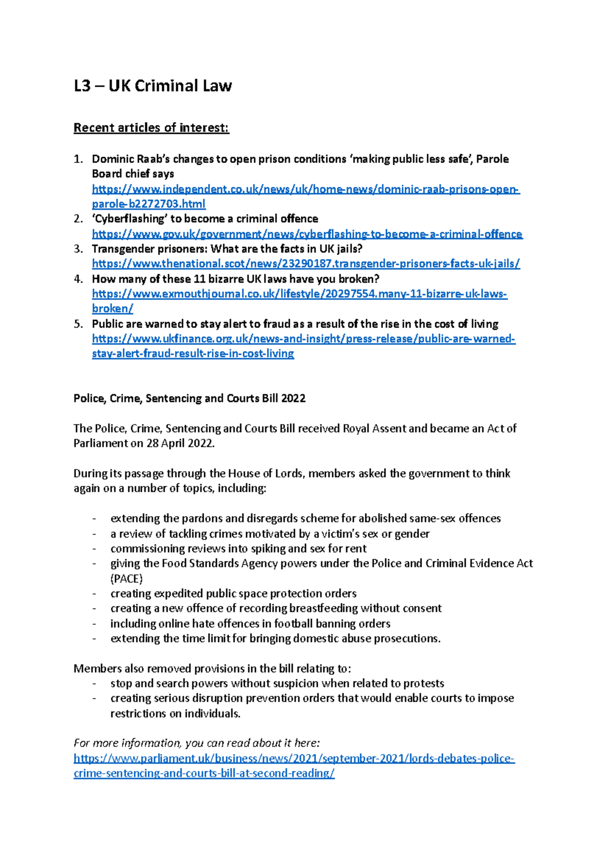 Chapter on Criminal Law - L3 – UK Criminal Law Recent articles of ...