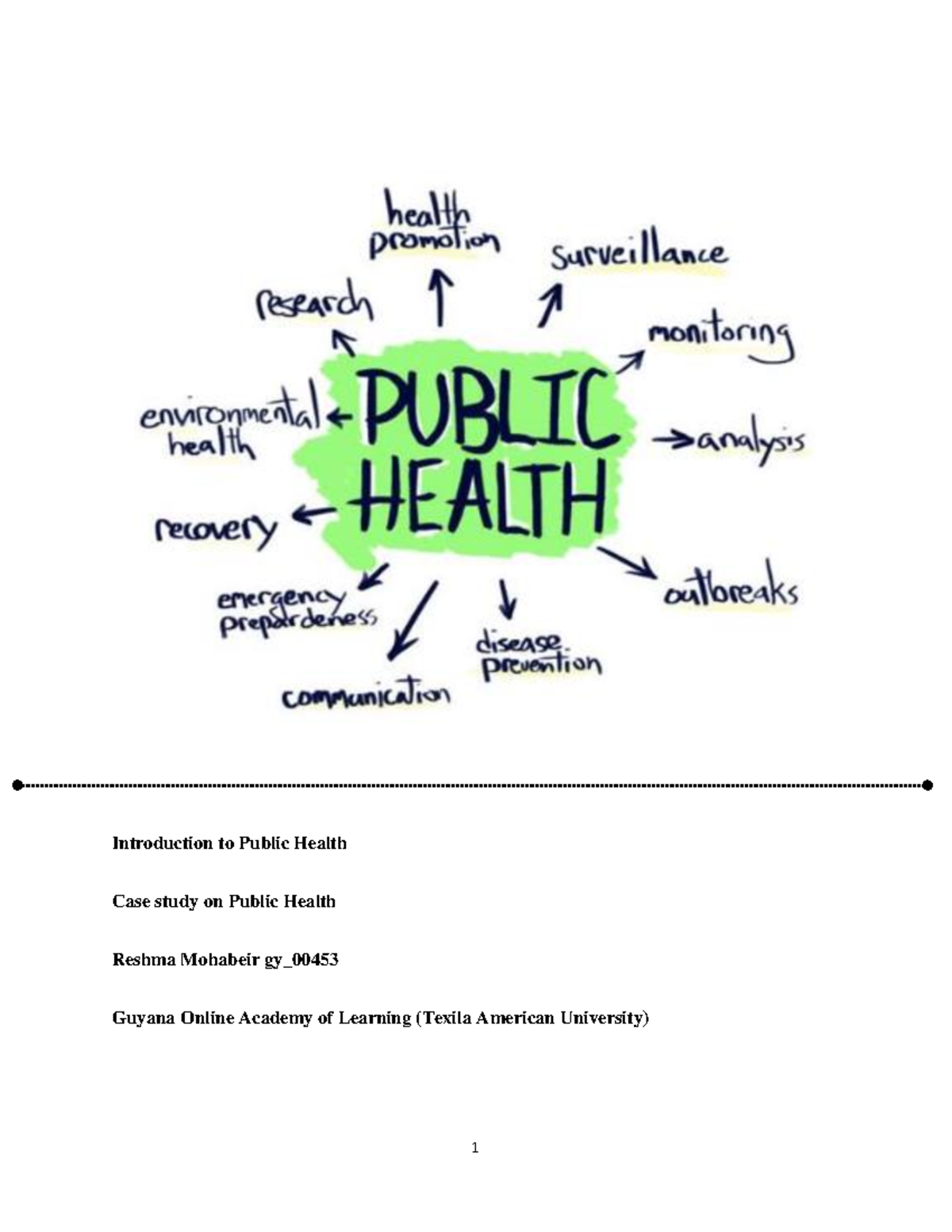 Public Health Case study - Question Question Question Question Question ...