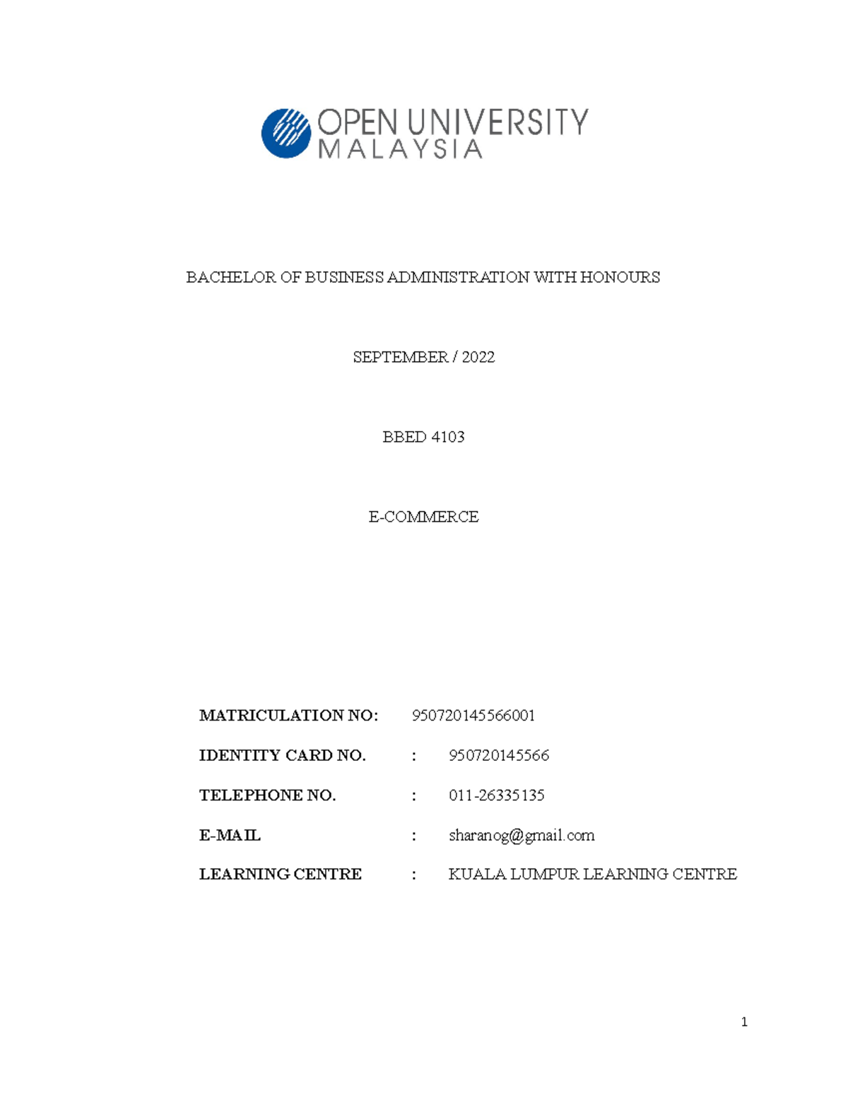 Commerce Assignment 2 - BACHELOR OF BUSINESS ADMINISTRATION WITH ...