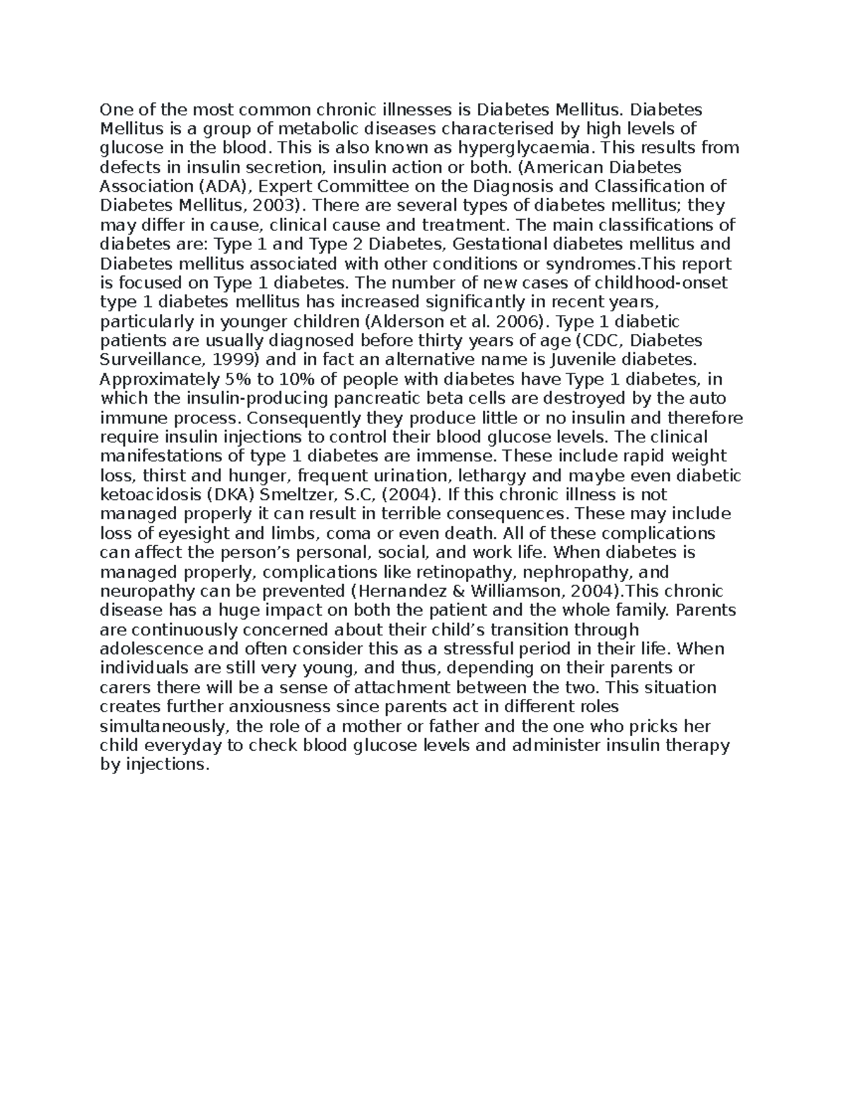 2815 - nursing essay - One of the most common chronic illnesses is ...