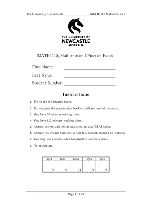 MATH 1110 Cheat Sheet - MATH1110 - Studocu