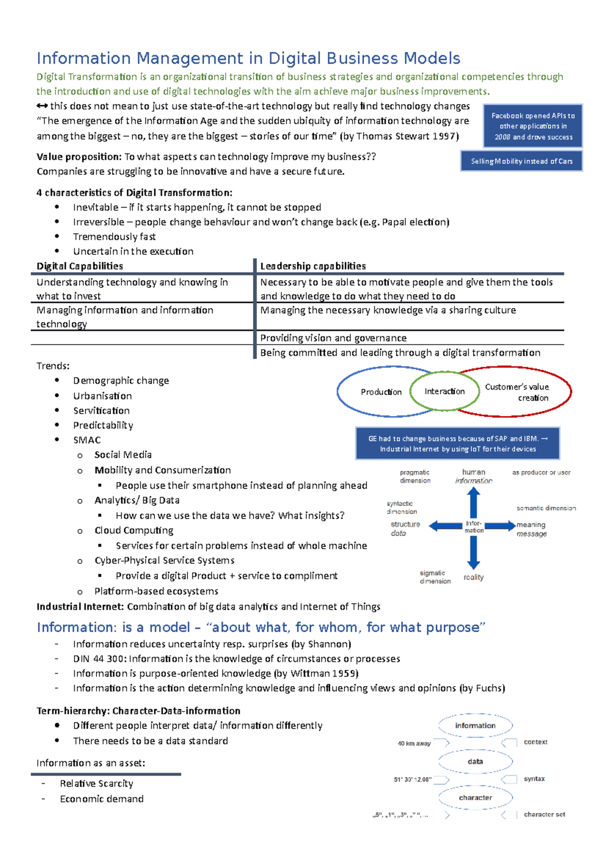 Information Management for Digital Business Models -Summary 1 ...