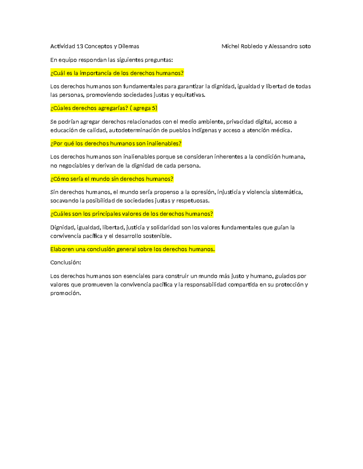 Actividad 13 Conceptos y Dilemas Michel Robledo y Alessandro soto ...