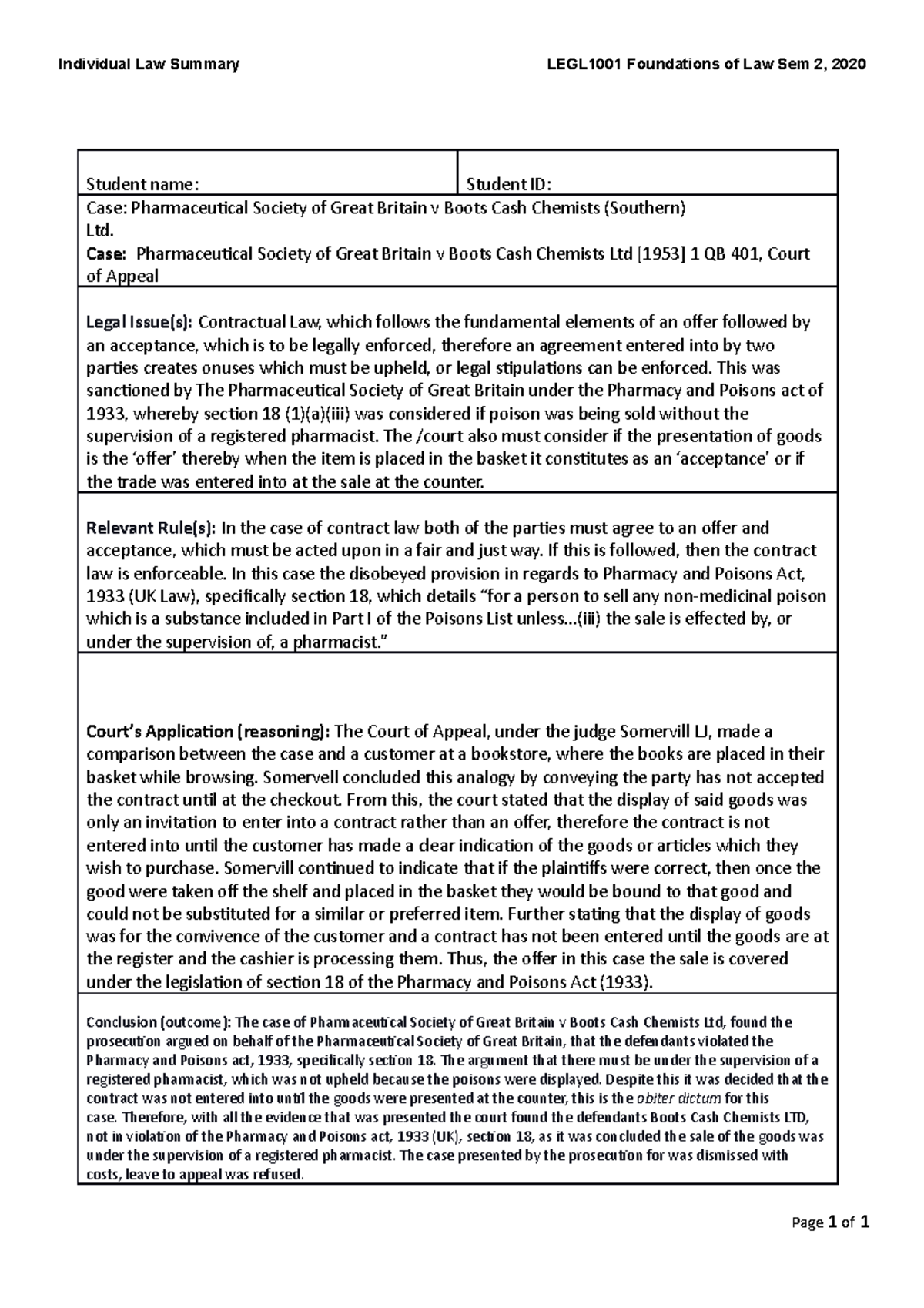 Individual - Case Law Summary One 2020 - Individual Law Summary ...