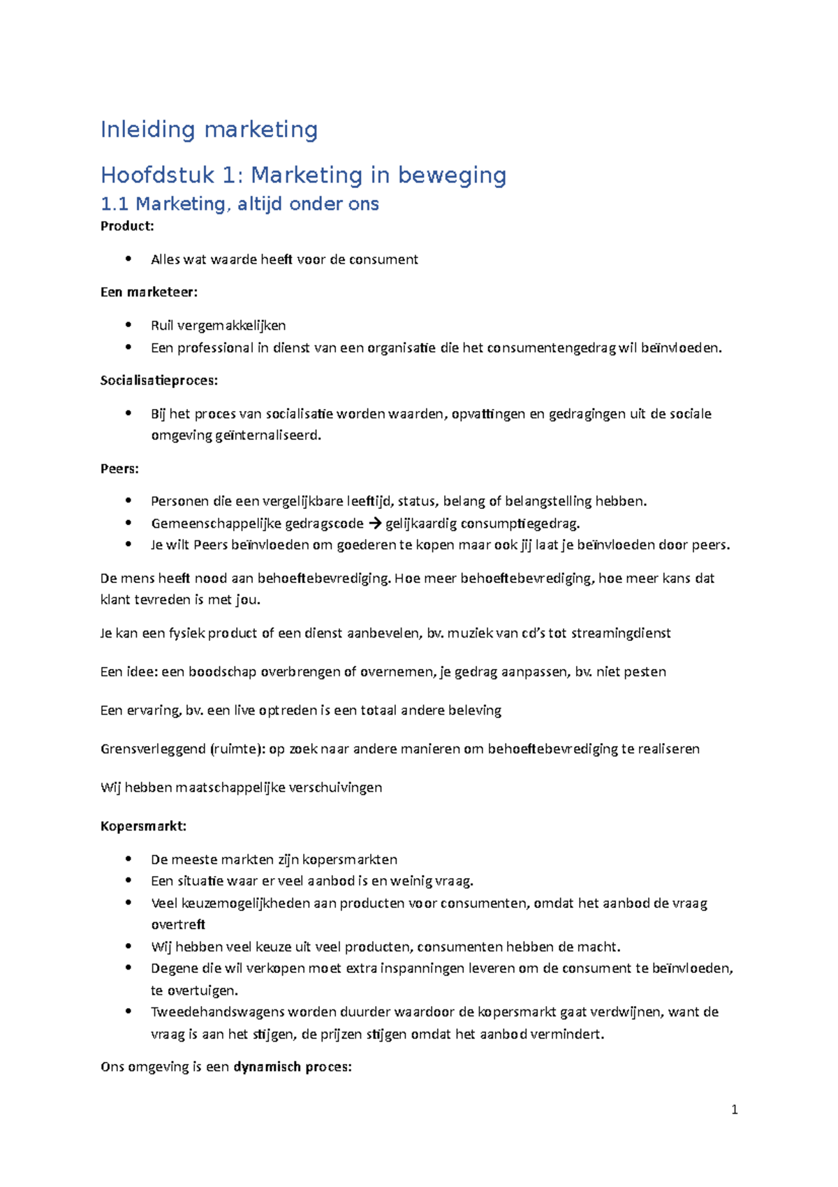 Inleiding Marketing - Boek en lesnotitie - Inleiding marketing ...