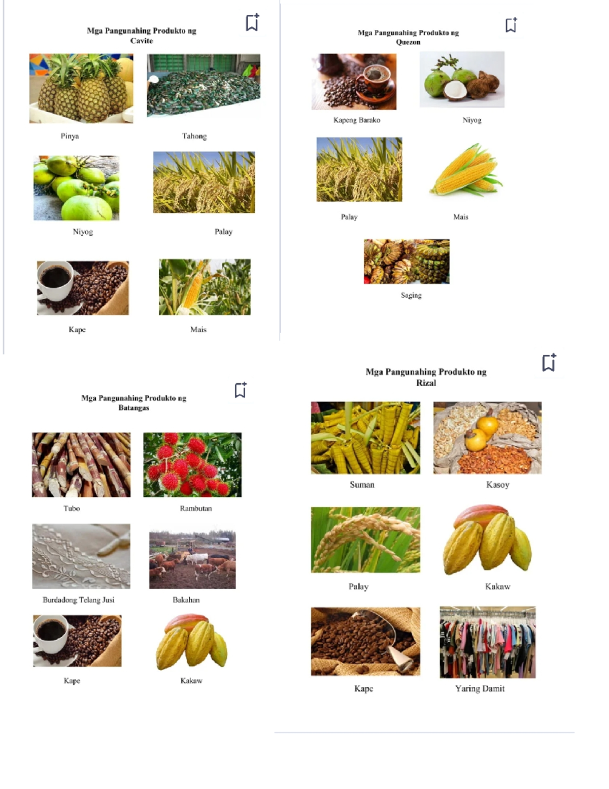 Calabarzon products - Mga Pangunahing Produkto ng Mga Pangunahing ...