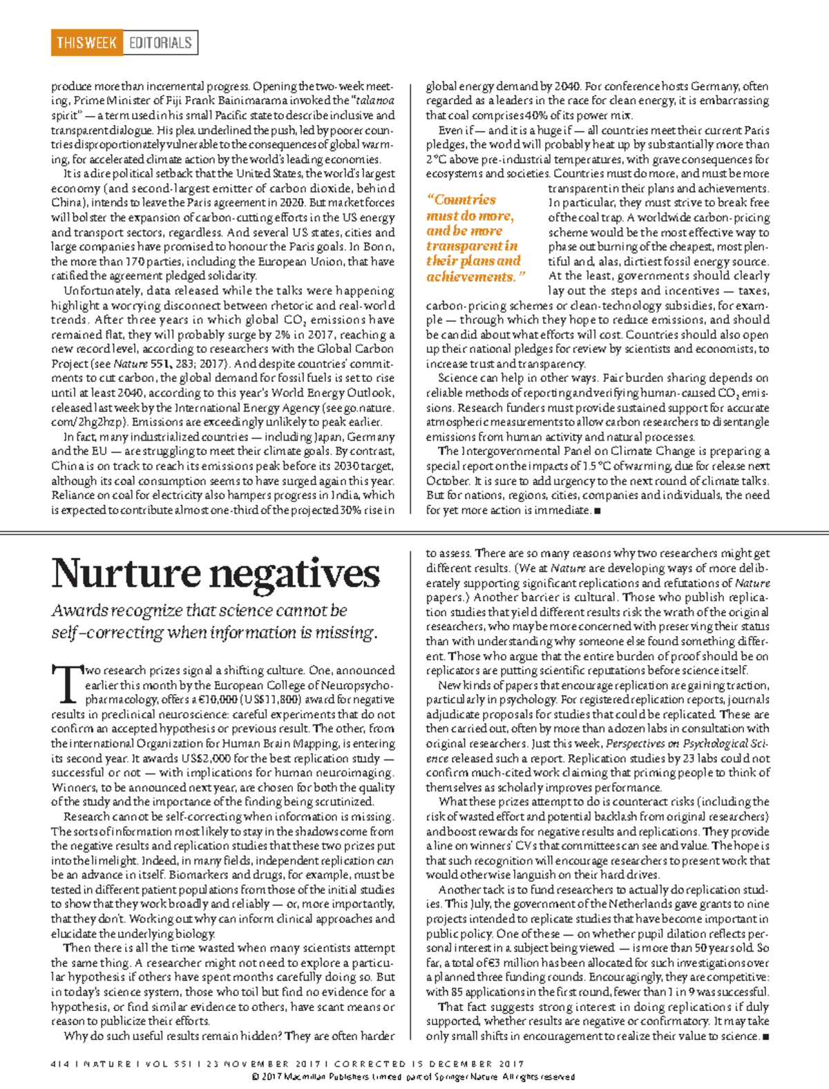 Rewarding negative results keeps science on track Nature Editorial 2017 ...