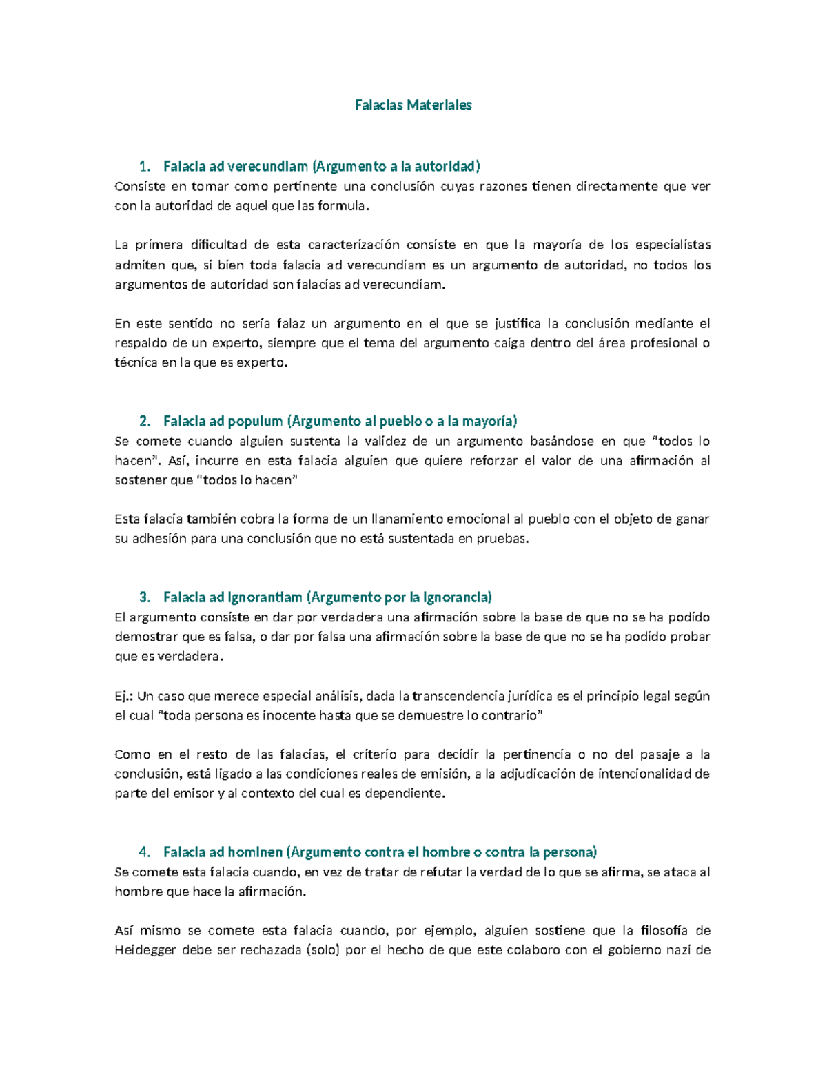 Resumen ipc - Falacias Materiales Falacia ad verecundiam (Argumento a ...