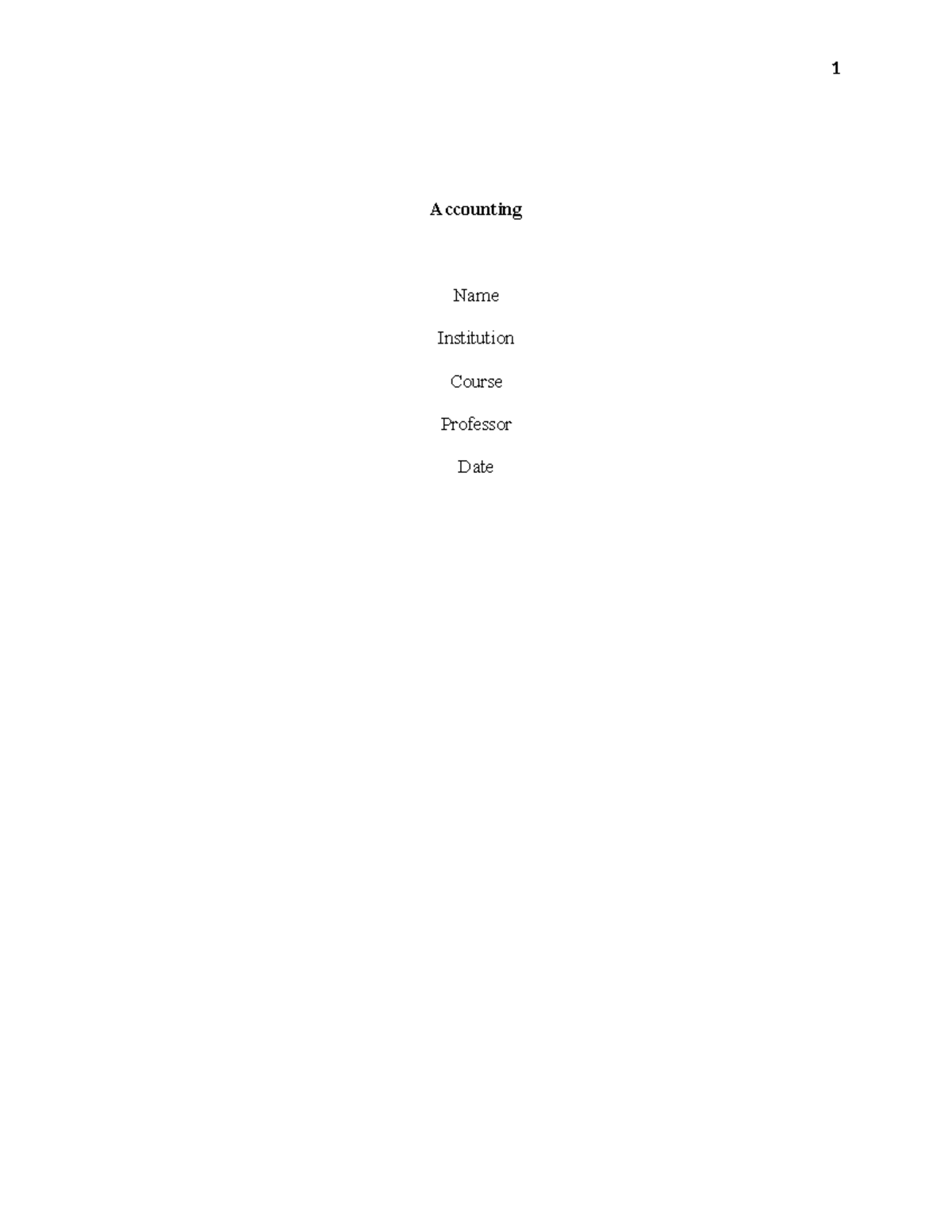 Accounting 5 - assignment - Accounting Name Institution Course ...