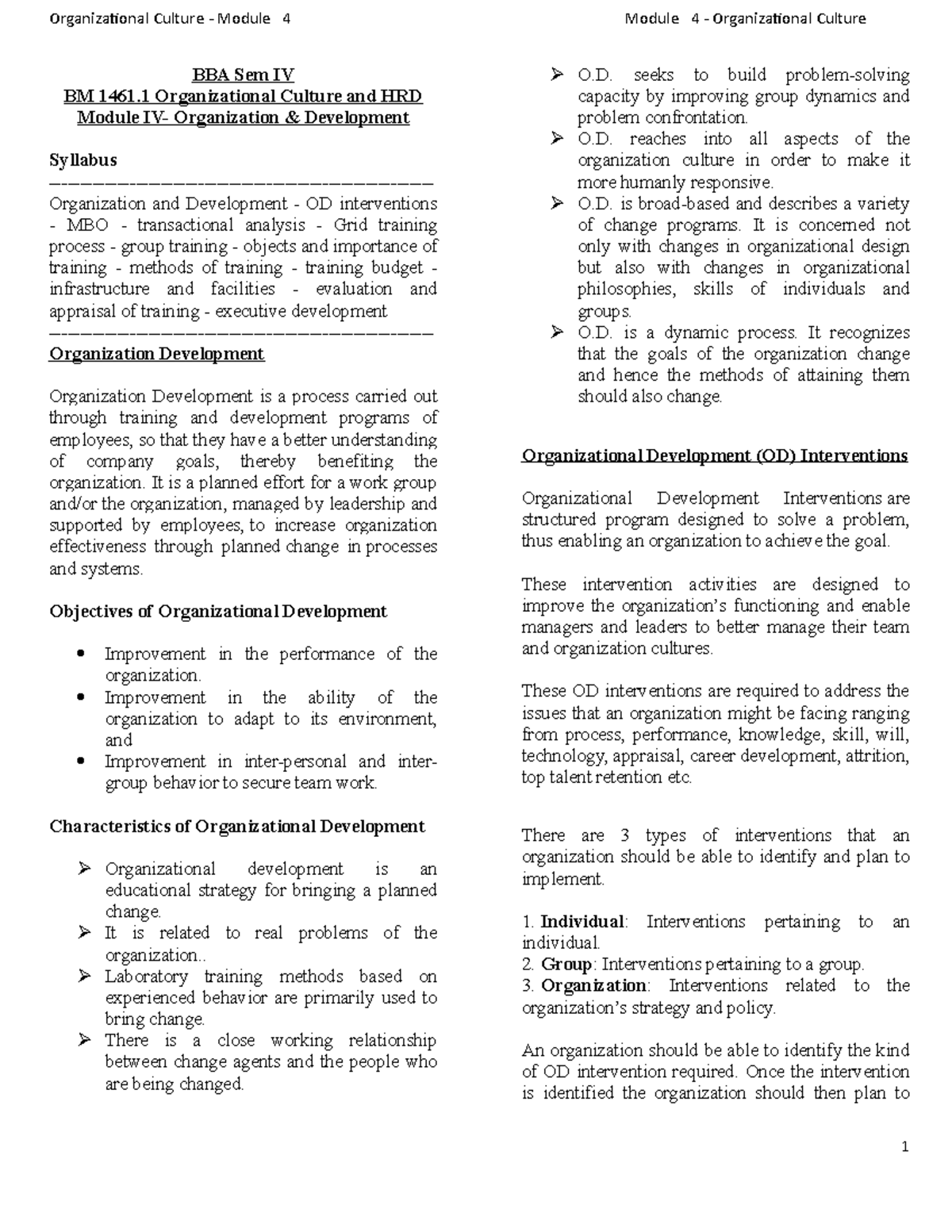 BM 1461.1-OC HRD Mod IV - Lecture note of human resource development of ...