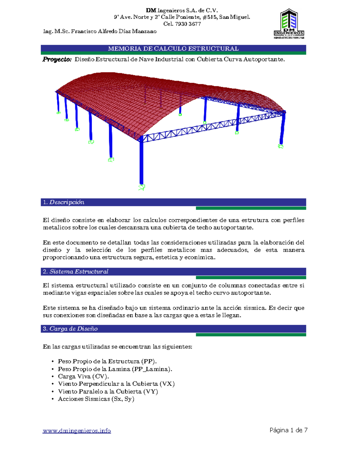 calculo de estructura autoportante - 9° Ave. Norte y 2° Calle Poniente ...