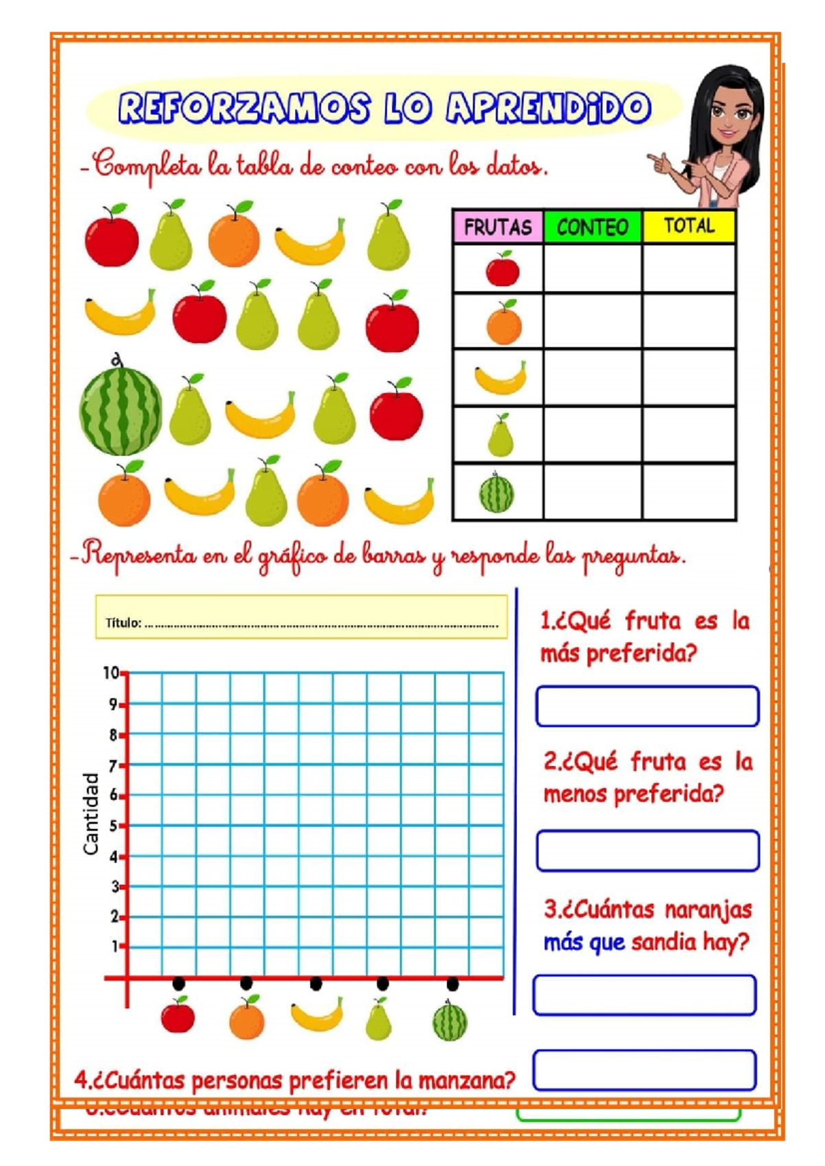 Gráfico de barras actividad - REFORZAMOS LO APRENDiDO Completa la tabla ...