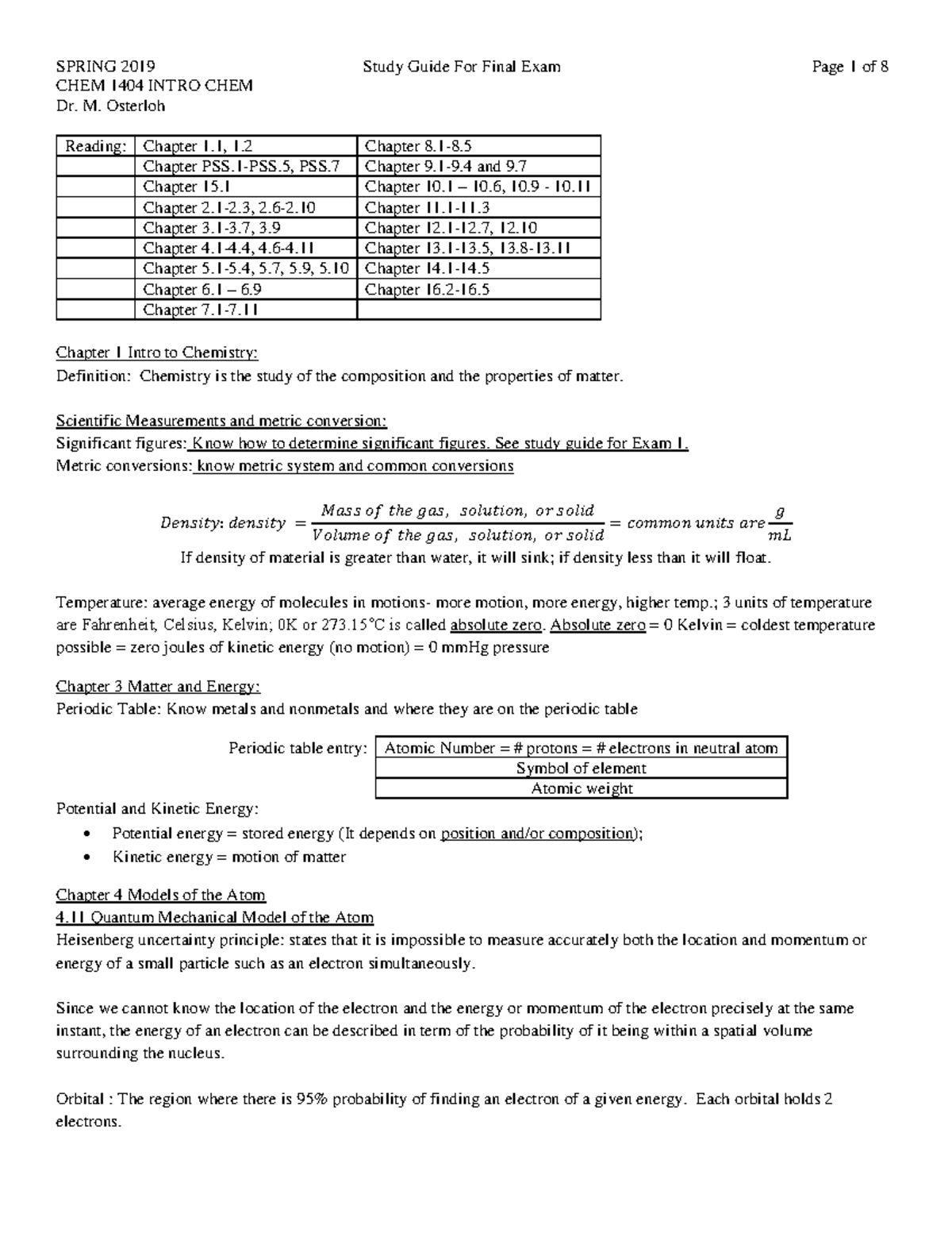Study Guide for Final exam 5 Spring 2019 - CHEM 1412 - HCC - Studocu
