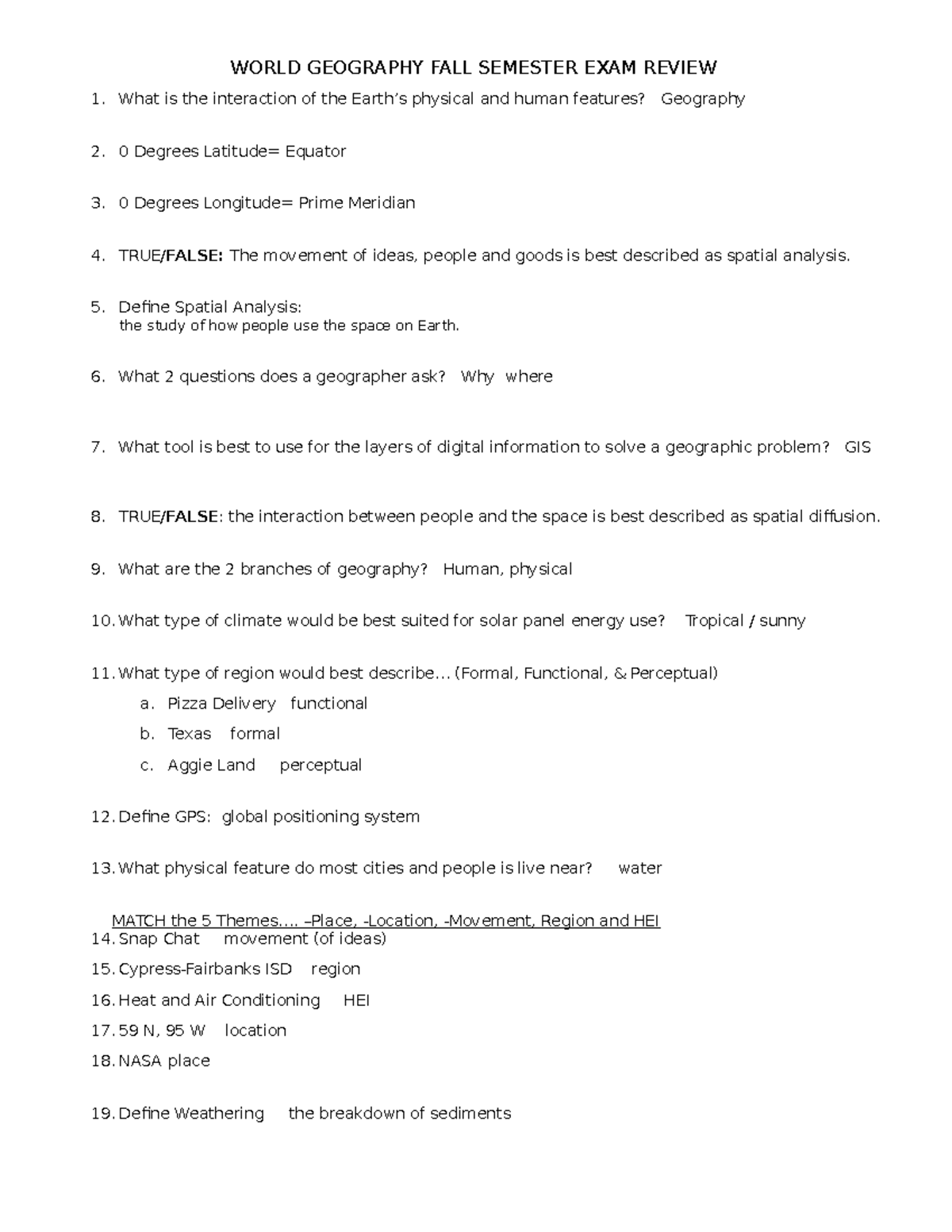 Fall+exam+review+with+answers wd geo K 2022/23 - WORLD GEOGRAPHY FALL ...