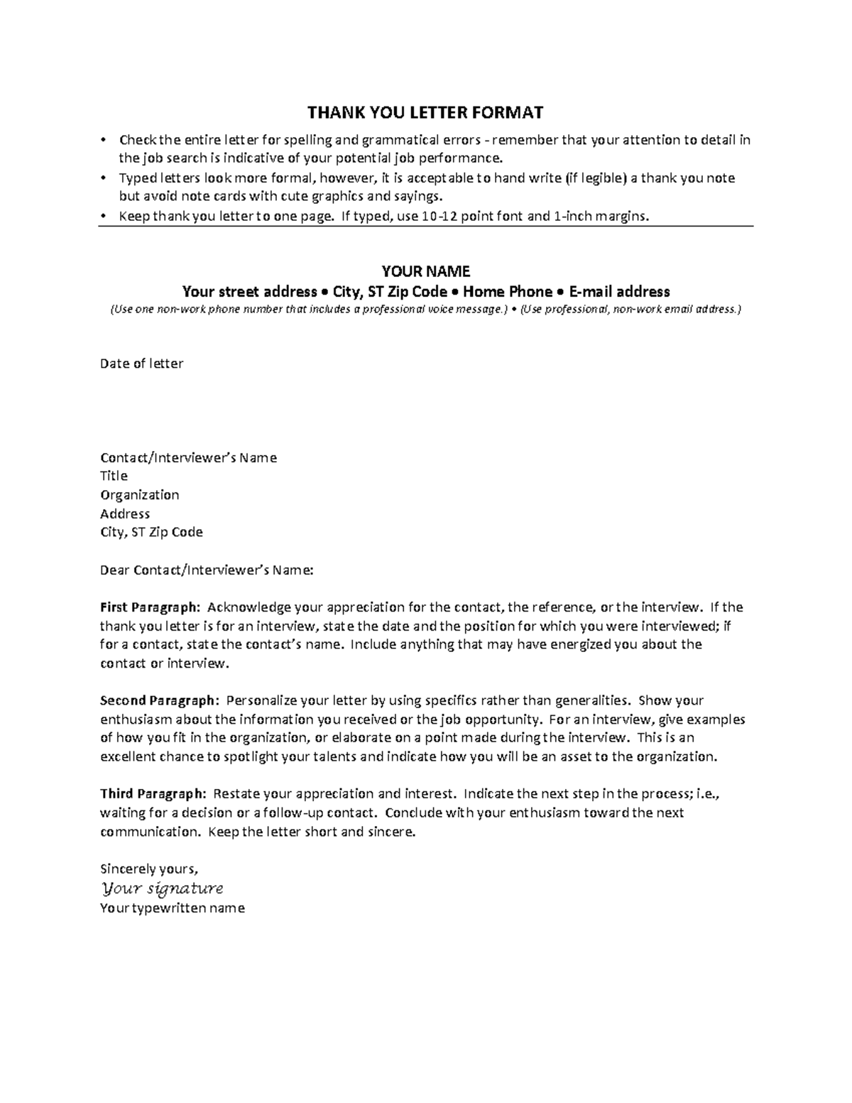 Thank-You-Letters - Under going post graduate programs - THANK YOU ...