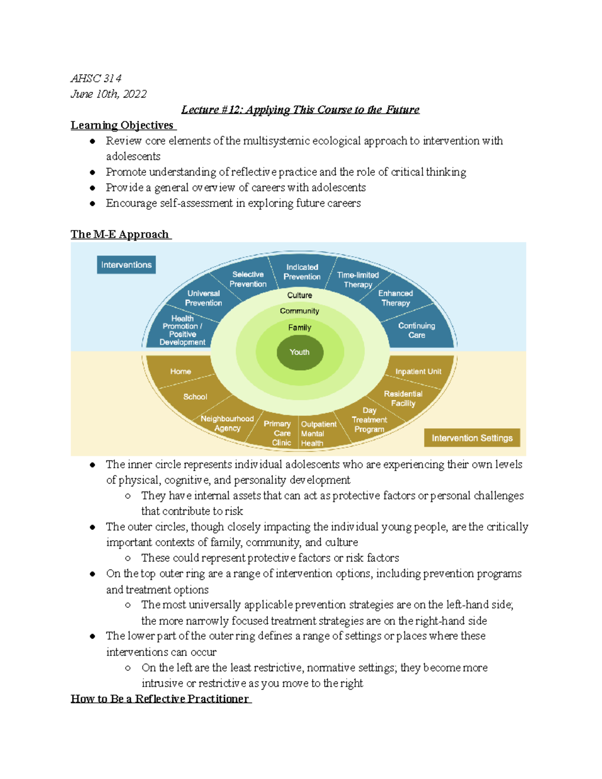 AHSC 314 - Lecture #12 - AHSC 314 June 10th, 2022 Lecture #12: Applying ...