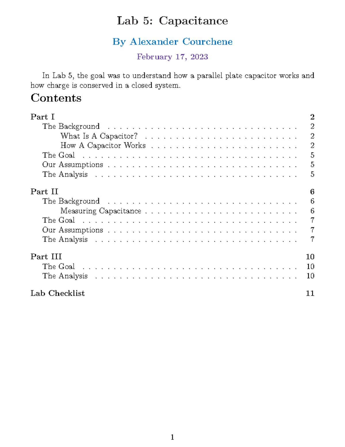 Lab 5 Notes - Lab 5: Capacitance In Lab 5, the goal was to understand ...