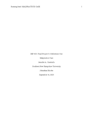 IHP 420 Module 1 Worksheet Describe the Case Module 1 2 - IHP 420 ...