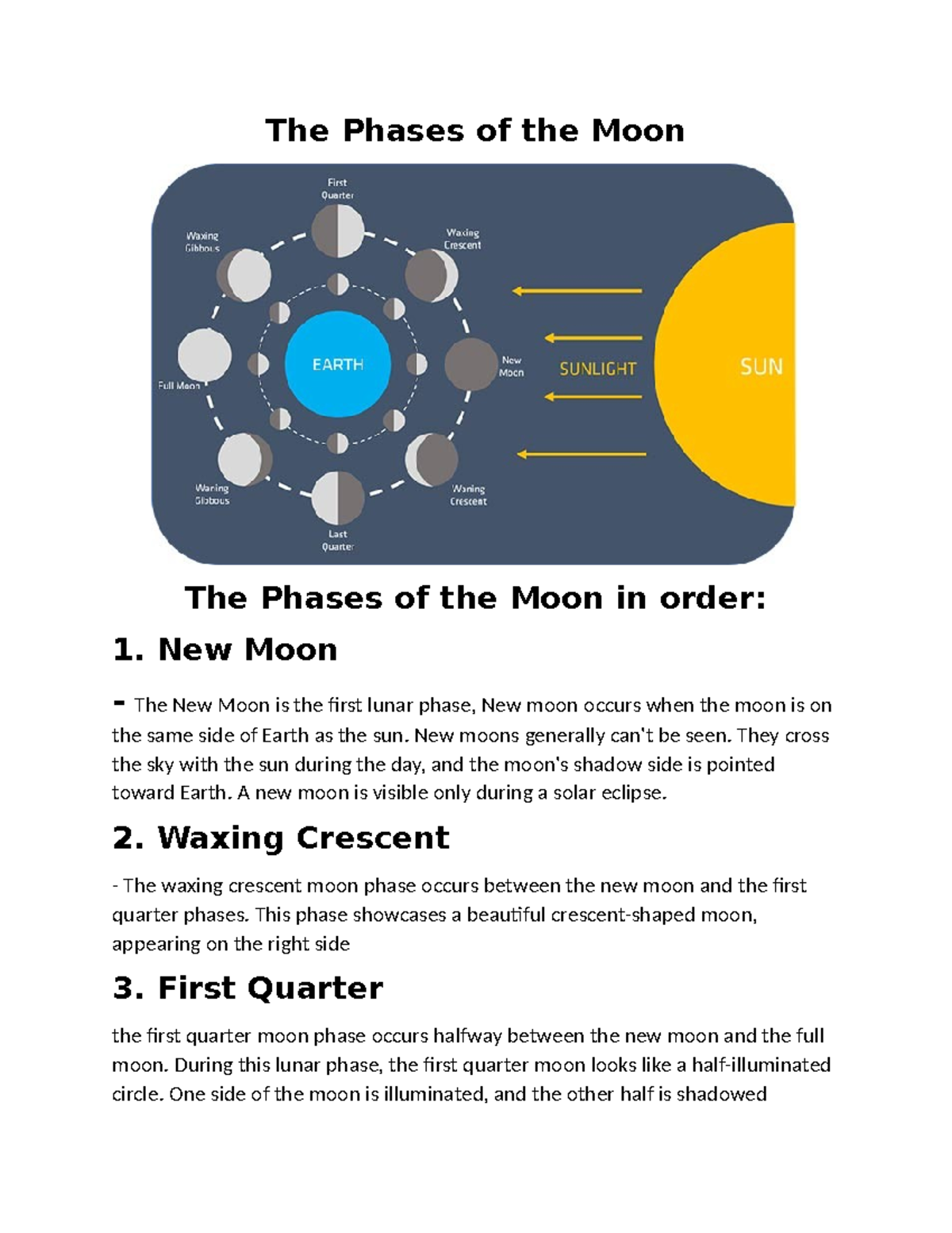 The Phases of the Moon - New Moon - The New Moon is the first lunar ...