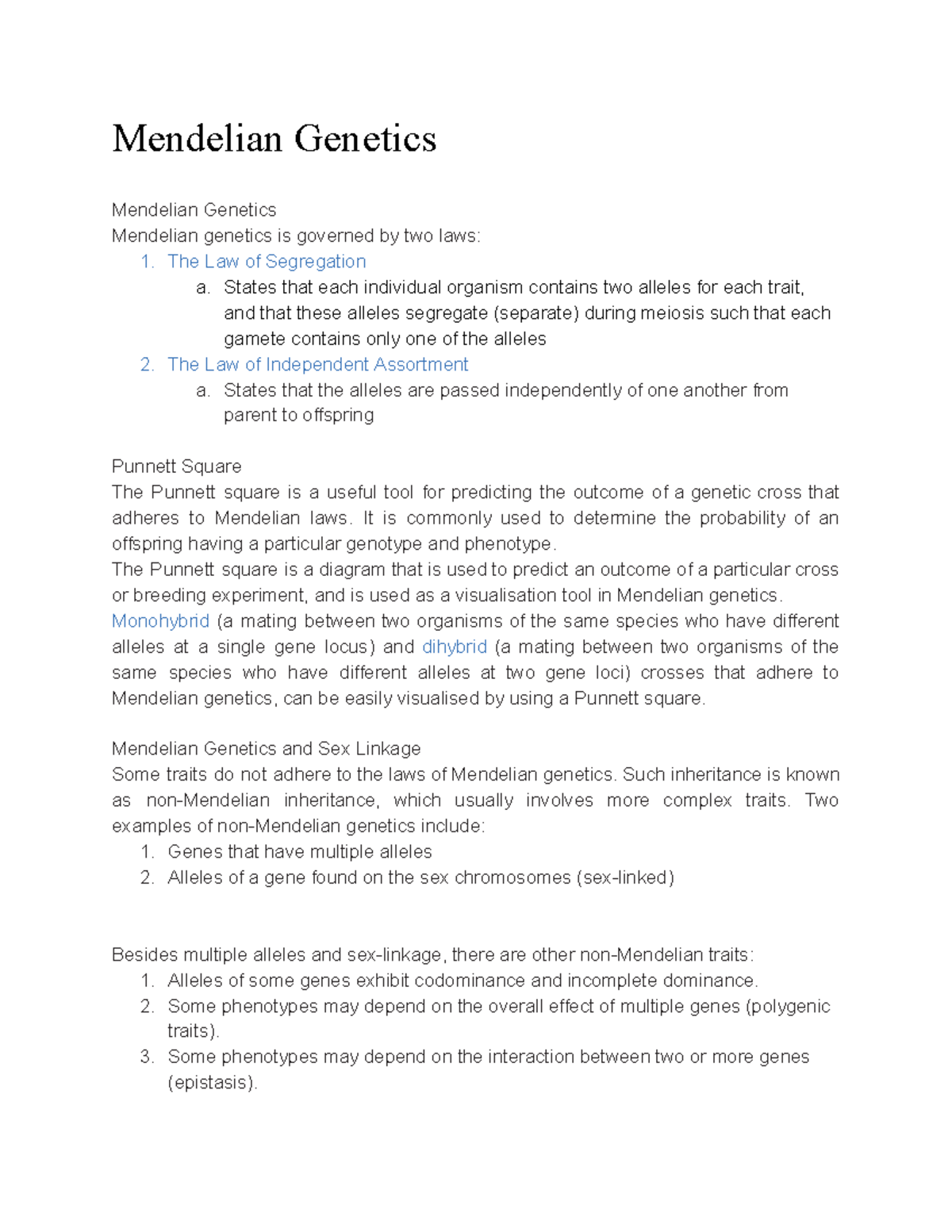 SLS Mendelian Genetics - Mendelian Genetics Mendelian Genetics ...