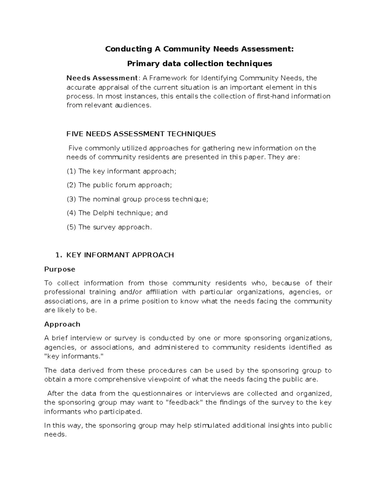 Conducting A Community Needs Assessment - Conducting A Community Needs ...