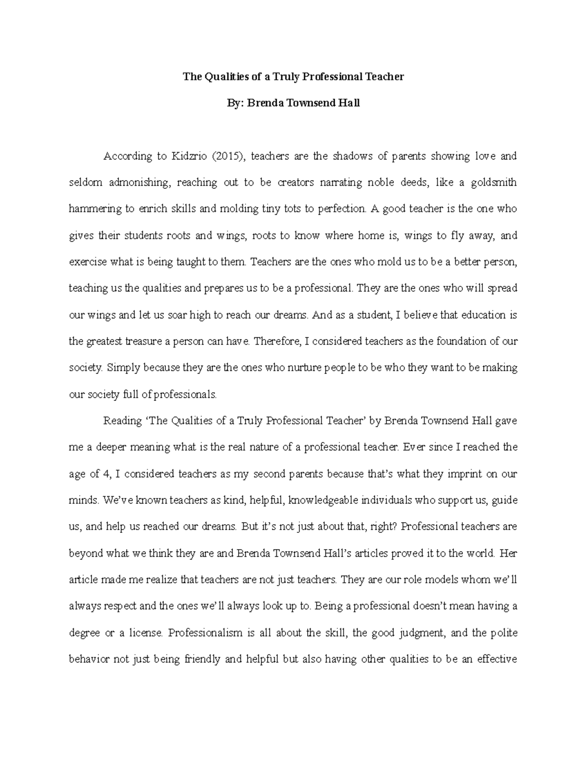 Reflection ELECT3 The Qualities Of A Truly Professional Teacher By reflection-elect3-the-qualities-of-a-truly-professional-teacher-by