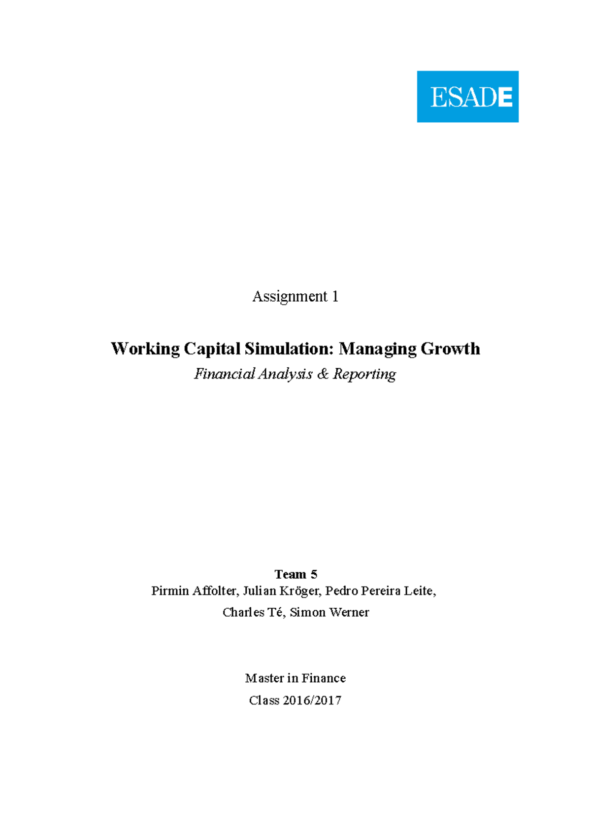 WC Simulation Group 6 - Assignment 1 Working Capital Simulation ...