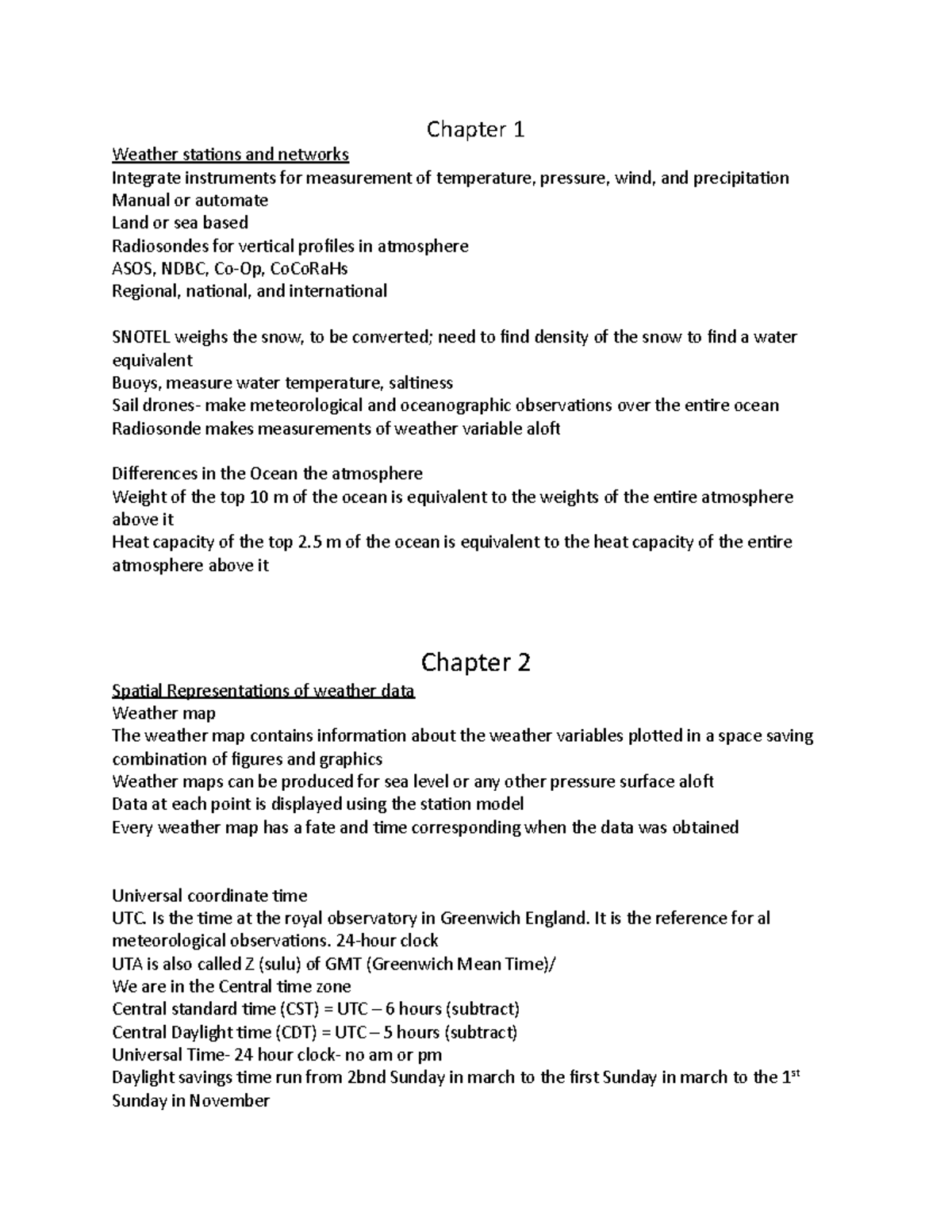 Meteorology - Notes over the first couple of chapters. - Chapter 1 ...