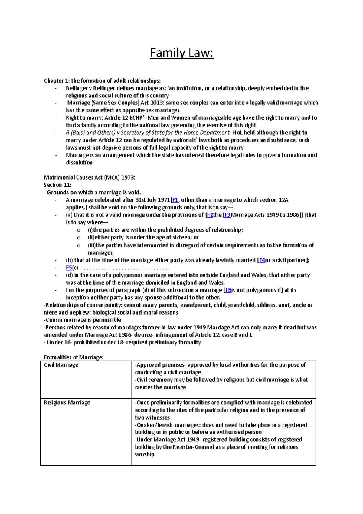 Family Law Notes - Family Law: Chapter 1: the formaion of adult ...